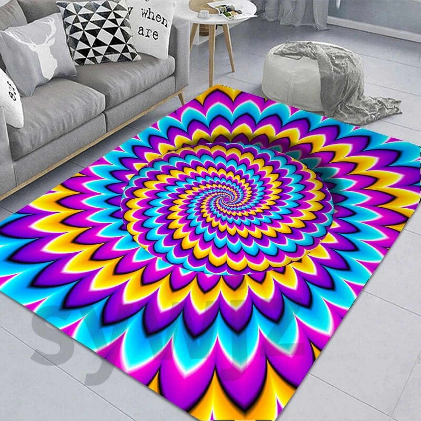 Creative Swirl Carpet Geometric Black and White Grid Bedroom Living ...