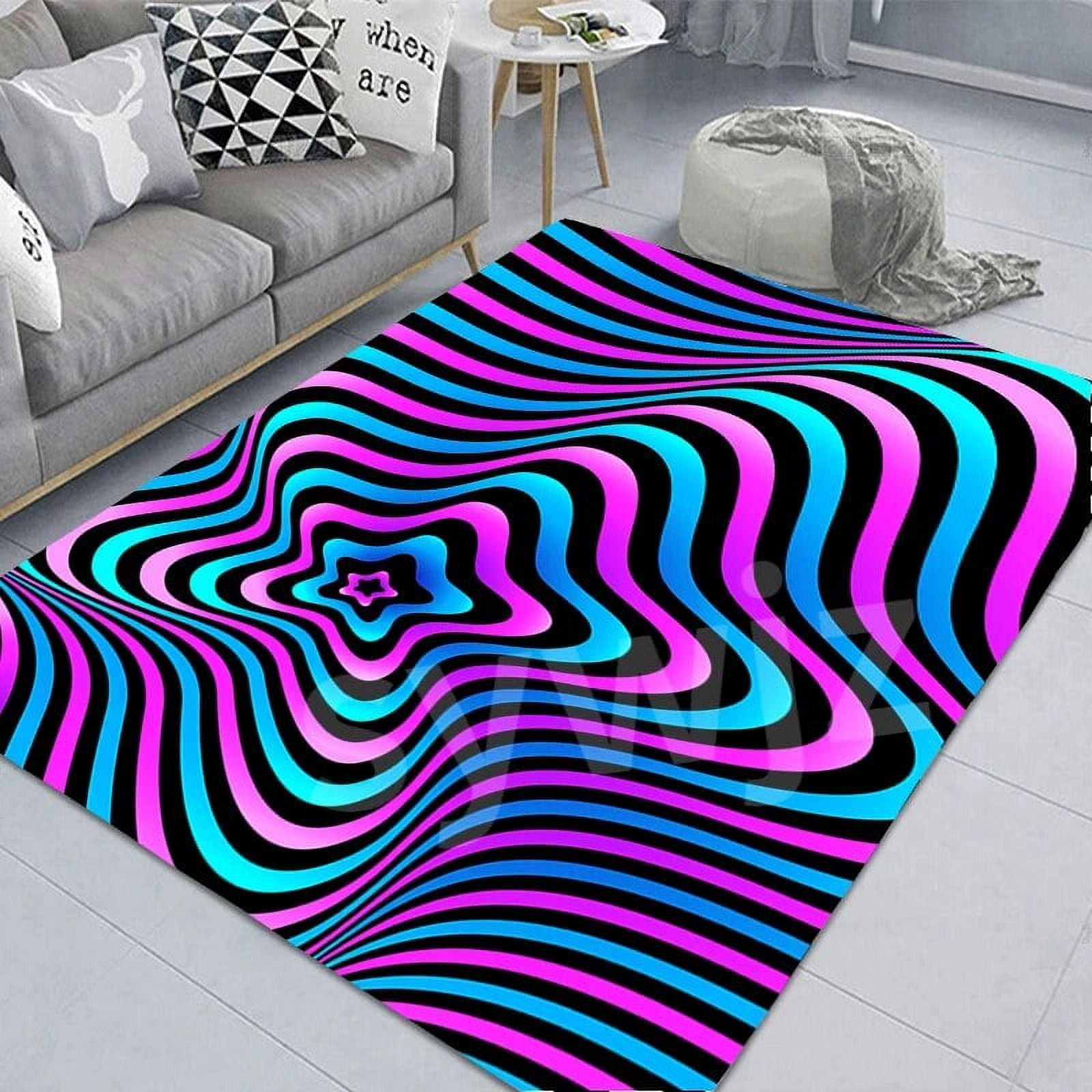 Creative Swirl Carpet Geometric Black and White Grid Bedroom Living ...