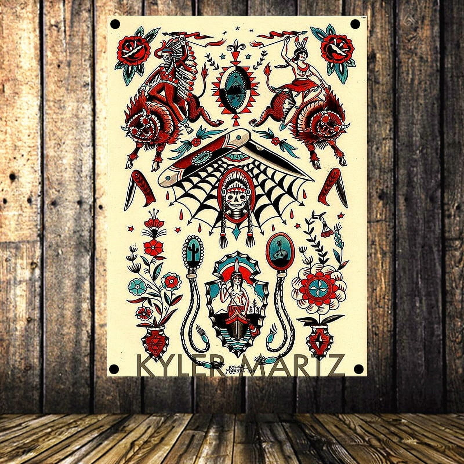 Creative Tattoo Art Posters and Prints Wall Chart Tapestry Vintage Wall ...