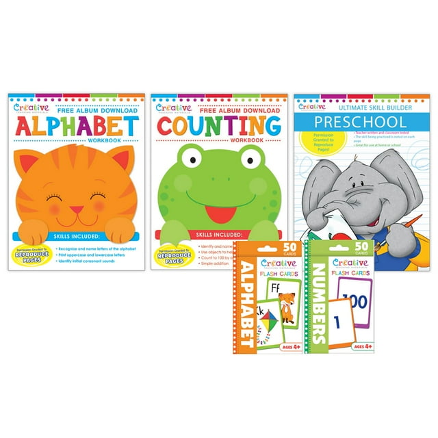 Creative Teaching Materials Preschool Skills Workbook & Flashcard ...