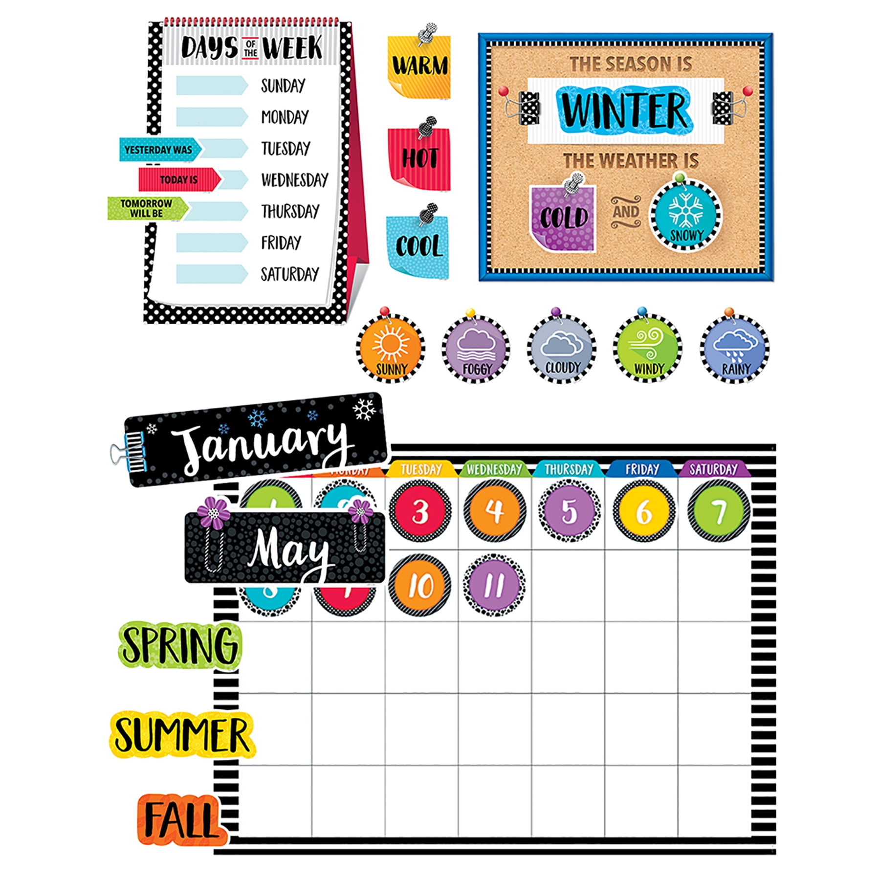 Creative Teaching Press Bold & Bright Calendar Bulletin Board Set ...