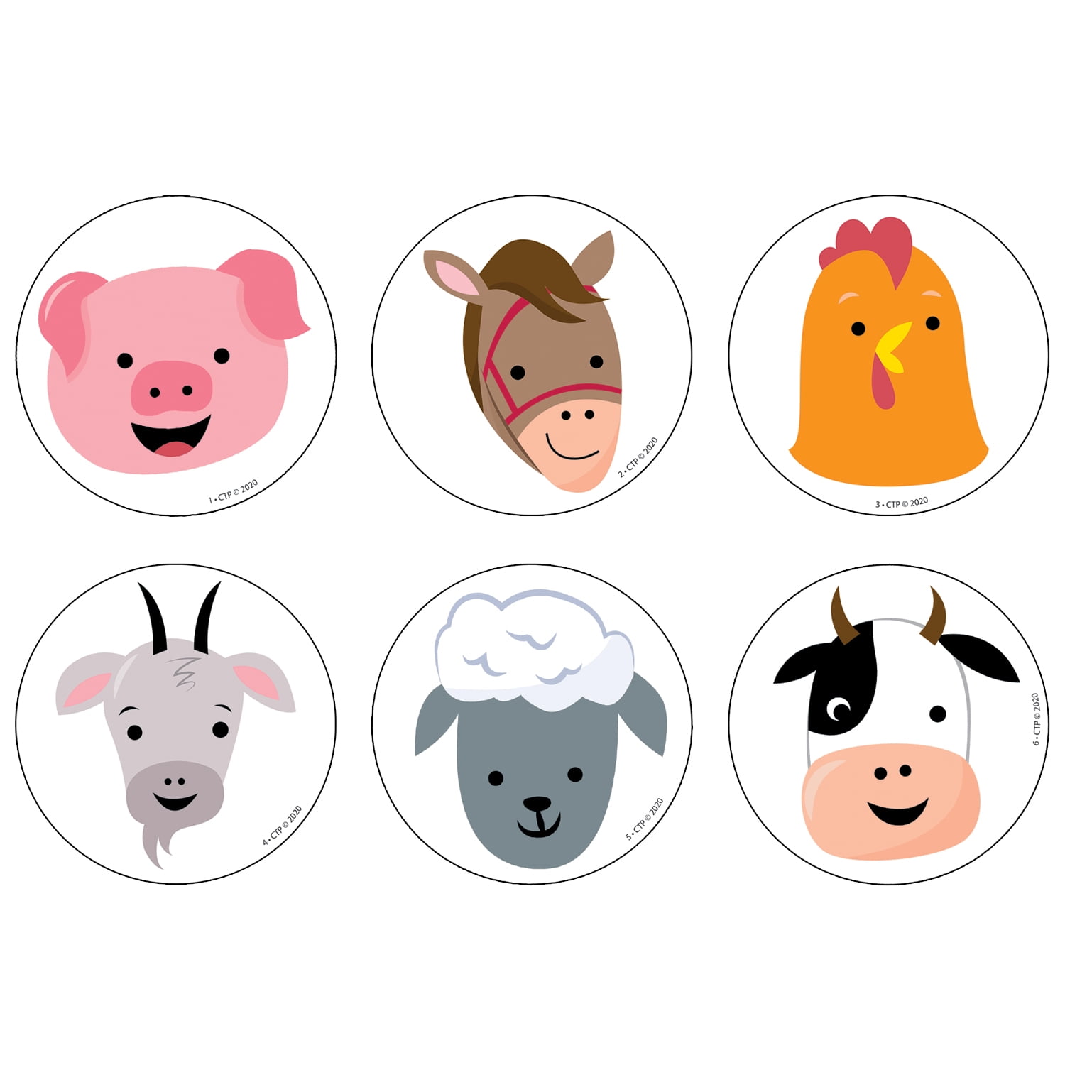 Creative Teaching Press CTP10233 3 in. Farm Friends Farm Faces Cutouts ...