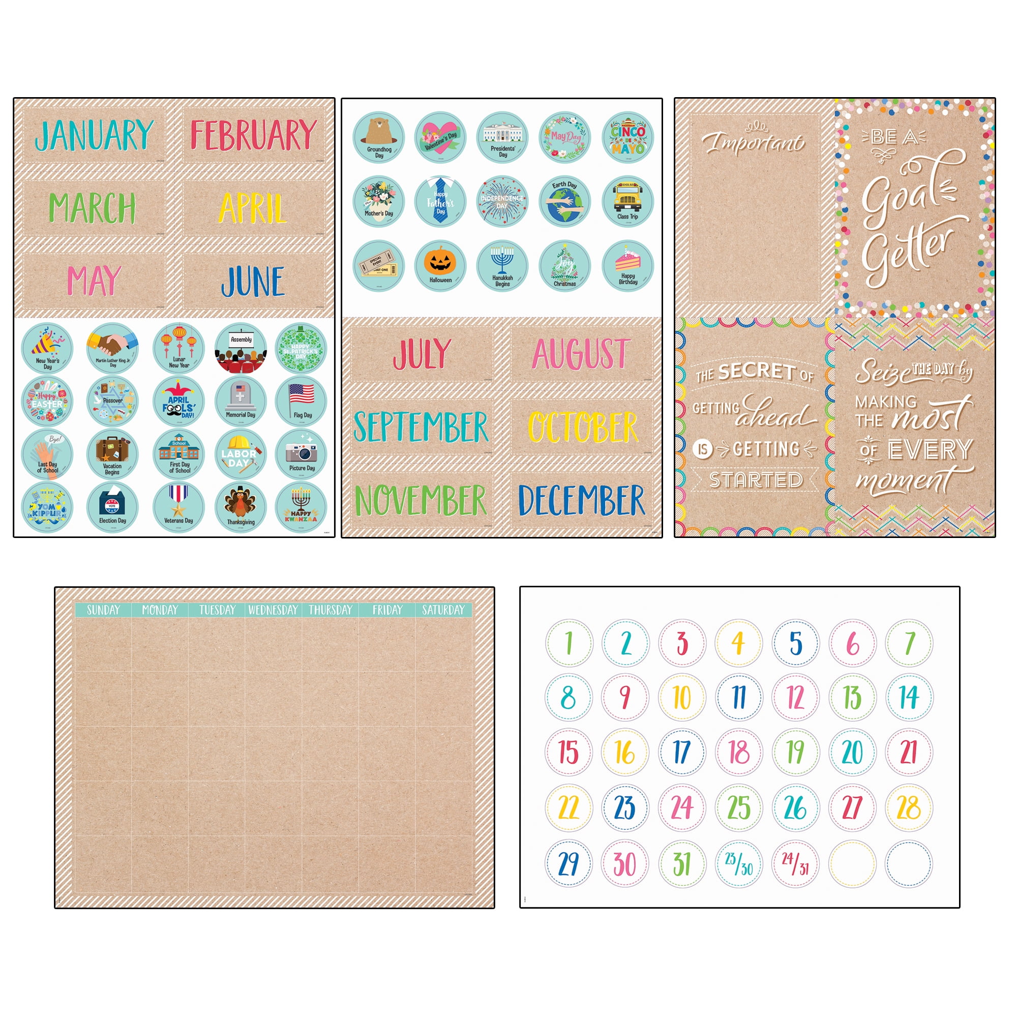 Creative Teaching Press Krafty Pop Calendar Set Bulletin Board Set, 87 ...