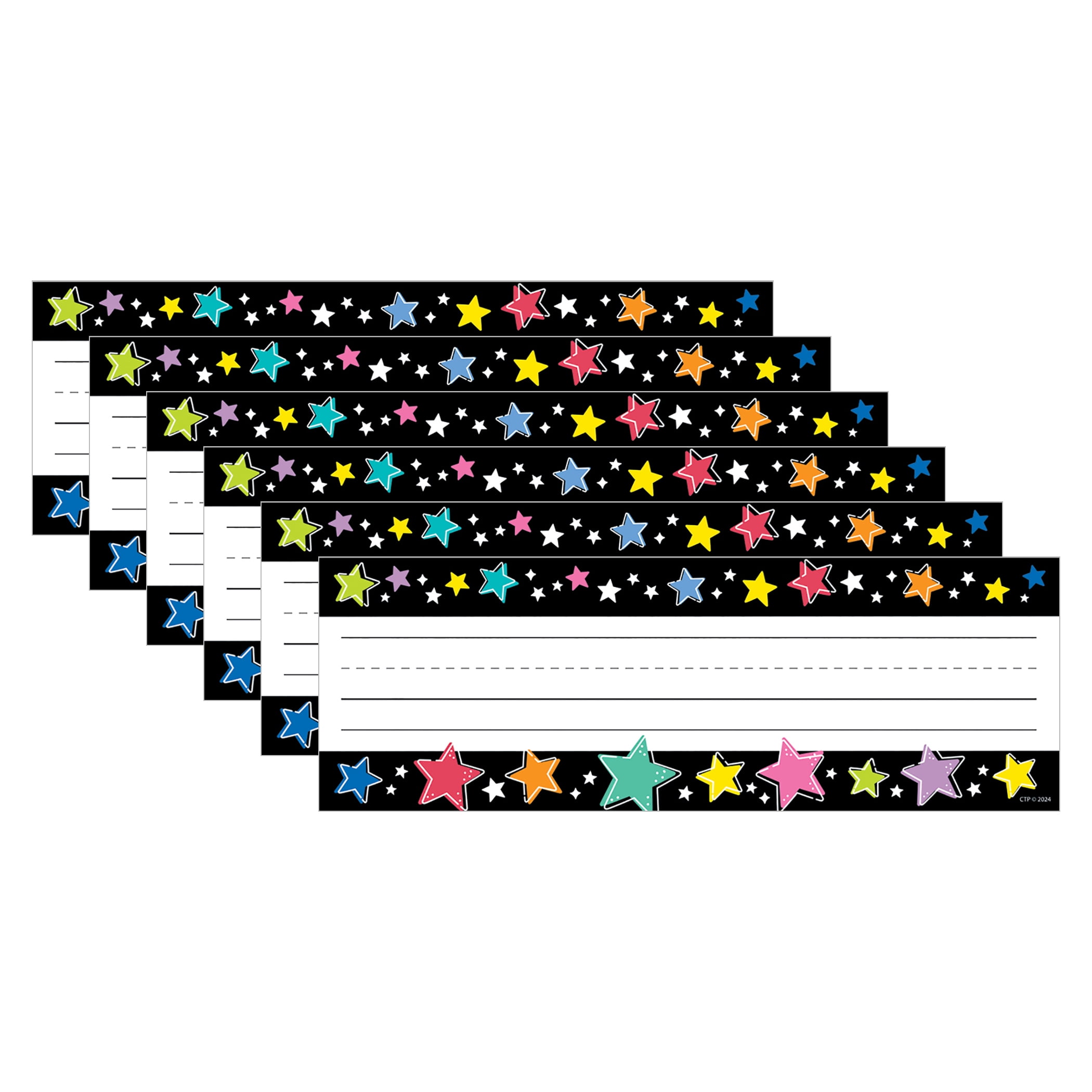 Creative Teaching Press Star Bright Colorful Stars on Black Name Plates ...