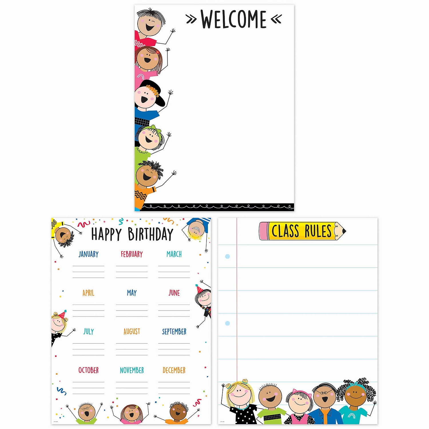 Creative Teaching Press Stick Kids 17" x 22" Classroom Essentials 3 ...
