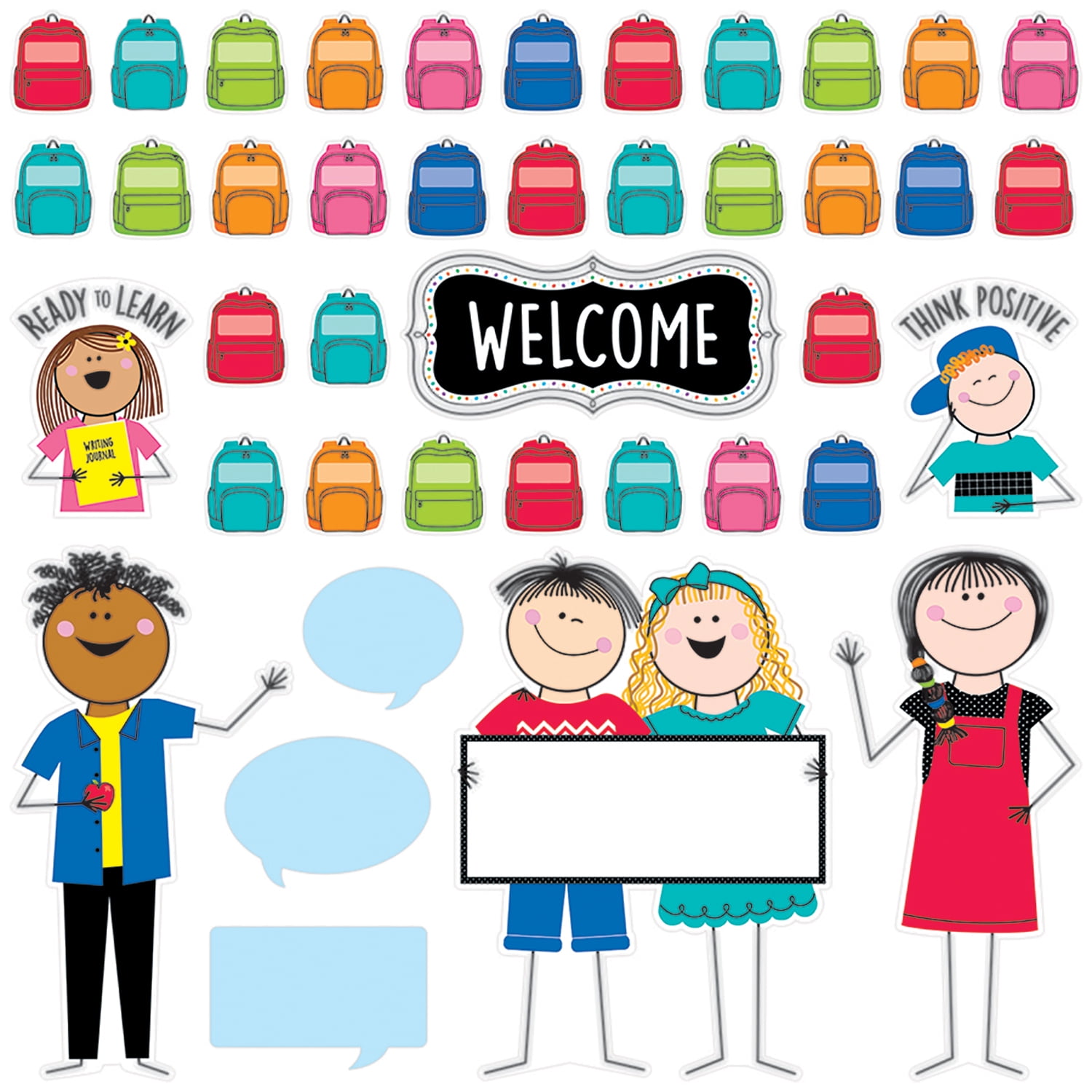 Creative Teaching Press Stick Kids All Are Welcome Bulletin Board Set ...