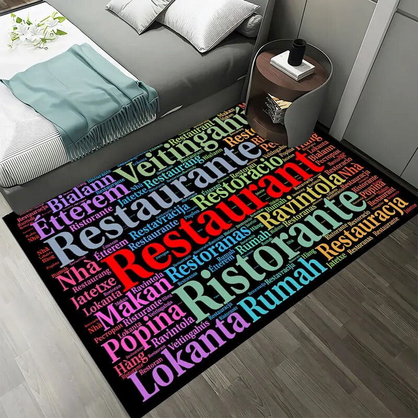 Creative Text Printed Carpet Living Room Rug Decoration Bedroom Bedside ...