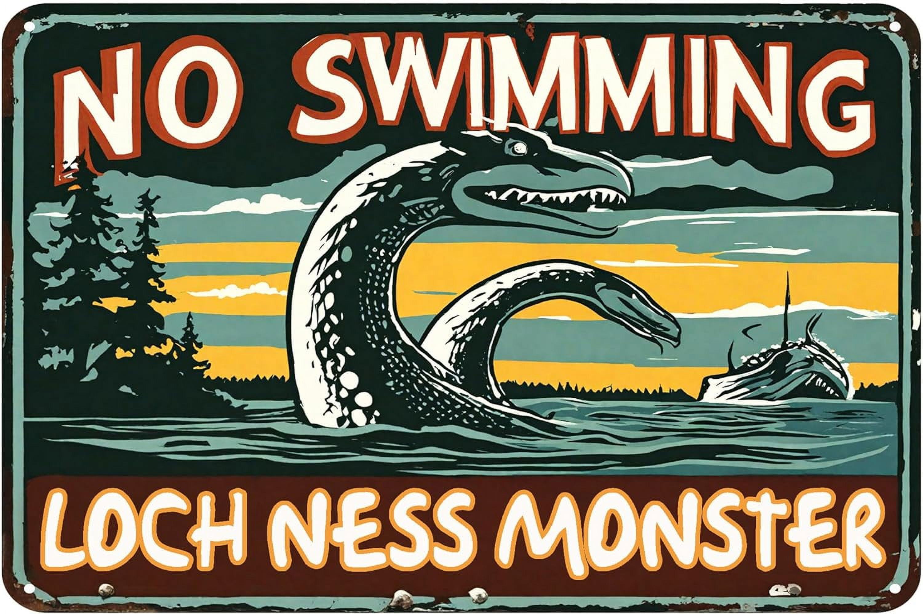 Creative Tin Metal Sign 8x12 Inches No Swimming Loch Ness Monster Vintage Metal tin Signs Funny ...