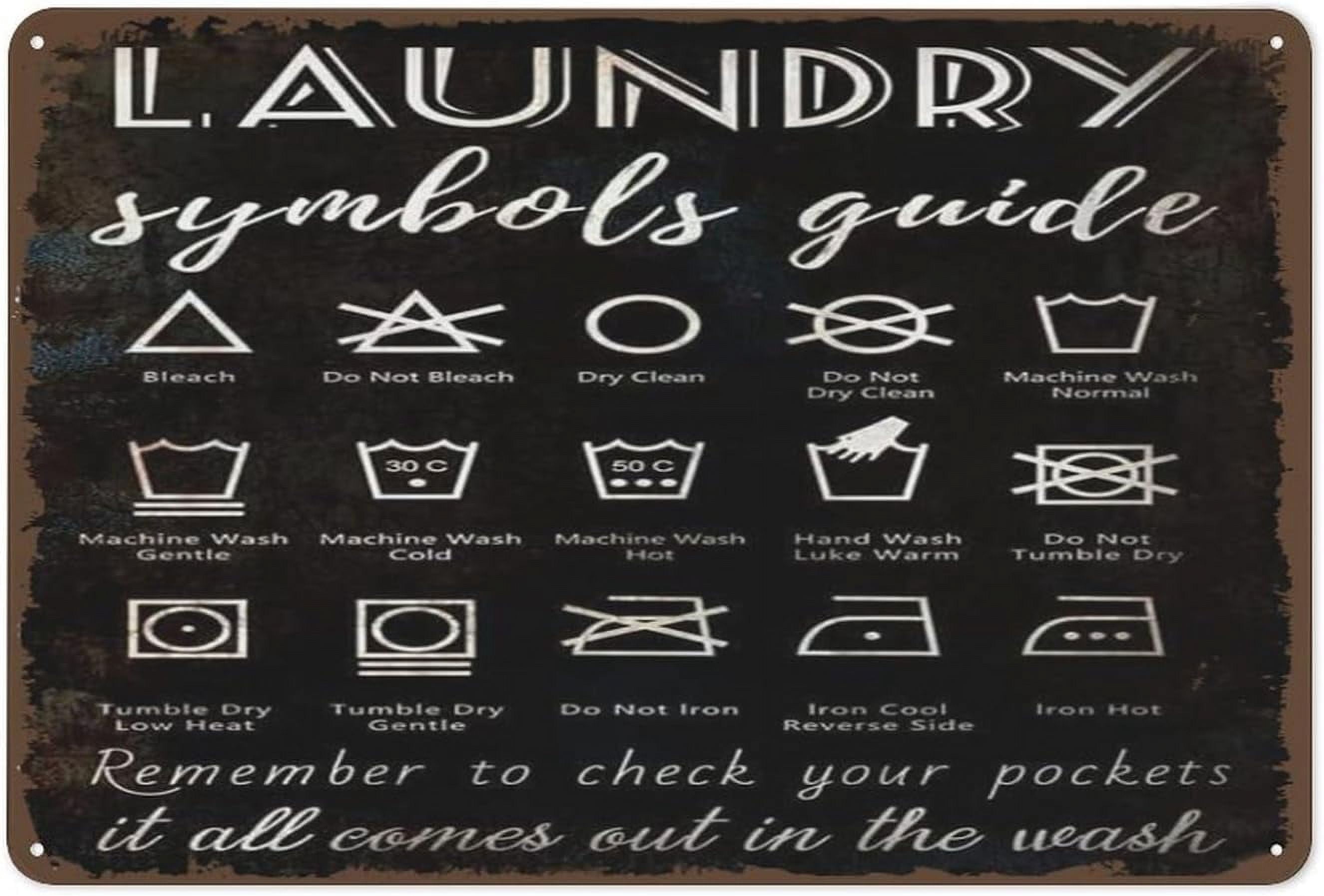 Creative Tin Sign Laundry Room Laundry Symbols Guide Funny Novelty ...