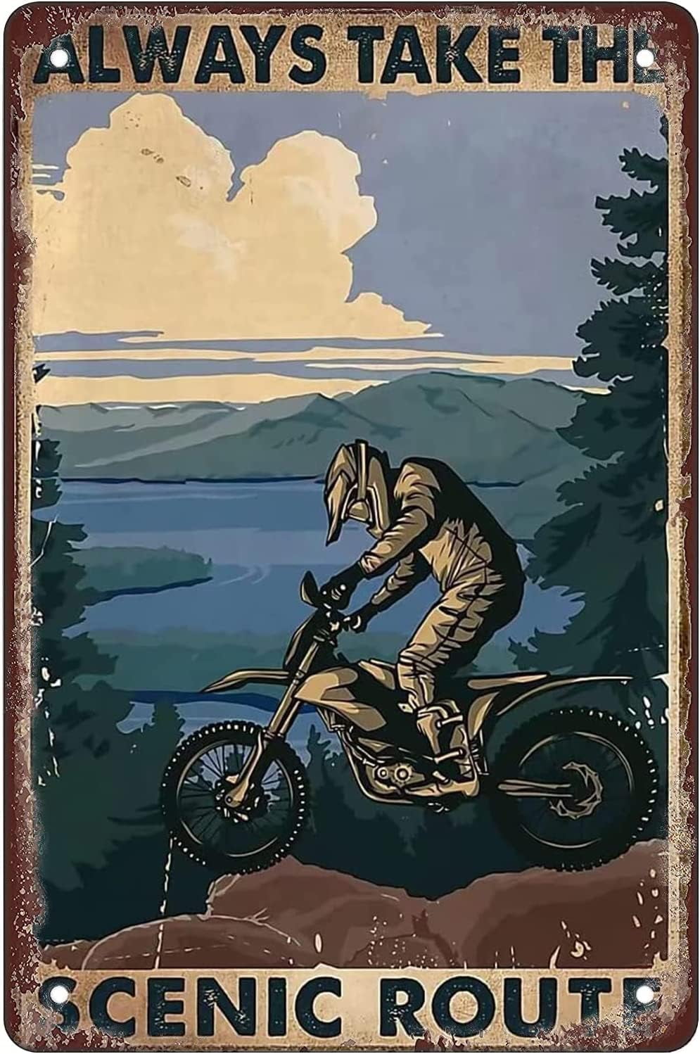 Creative Tin Sign Vintage Always Take The Scenic Route Metal Tin Sign ...