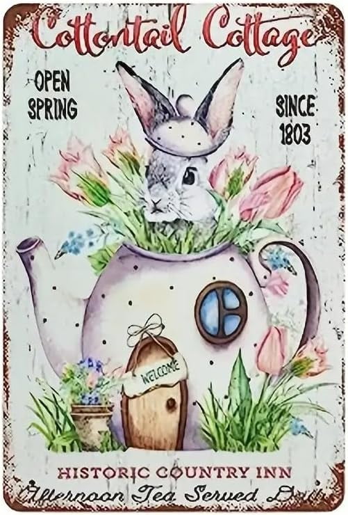 Creative Tin Signs Easter Bunny Spring Bunny Happy Easter Signs Front ...