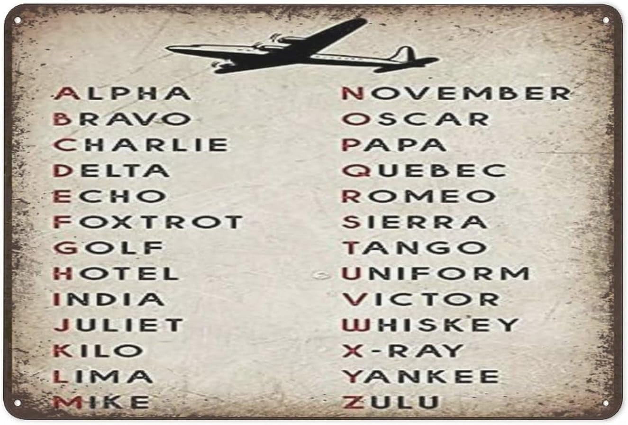 Creative Tin Signs Pilot Code Alpha Bravo Charlie Funny Metal Sign ...