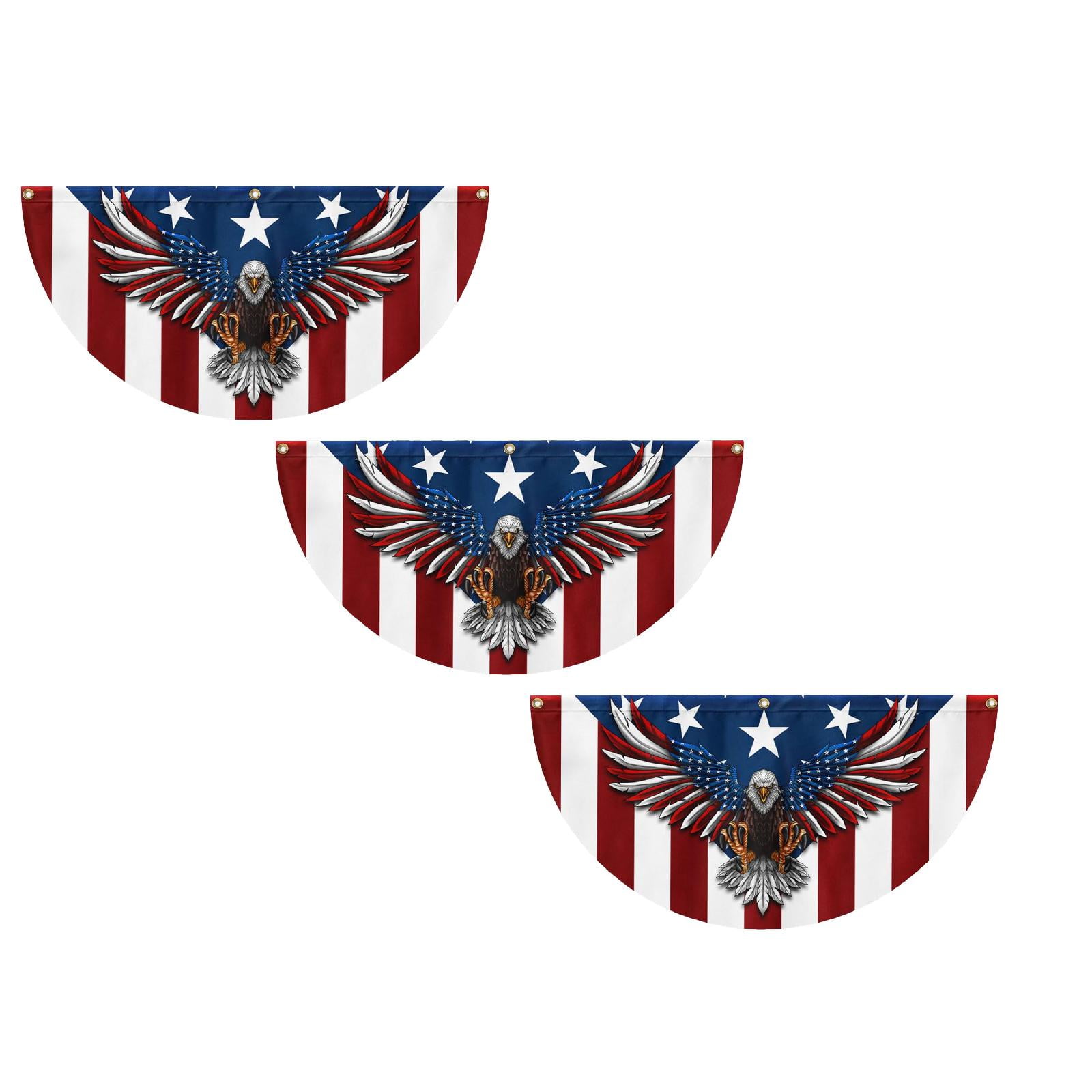 Creative US Flag Patriotic Non-Pleated Fan Flag Semi-Circular Flags,1 ...