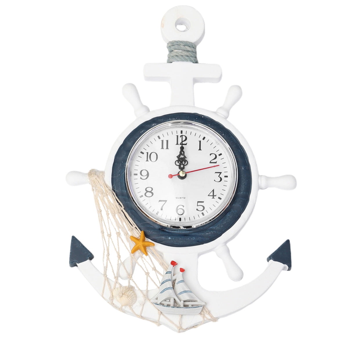 Creative Wall Clock Boat Anchor Mediterranean Style Wall Hanging Clock ...