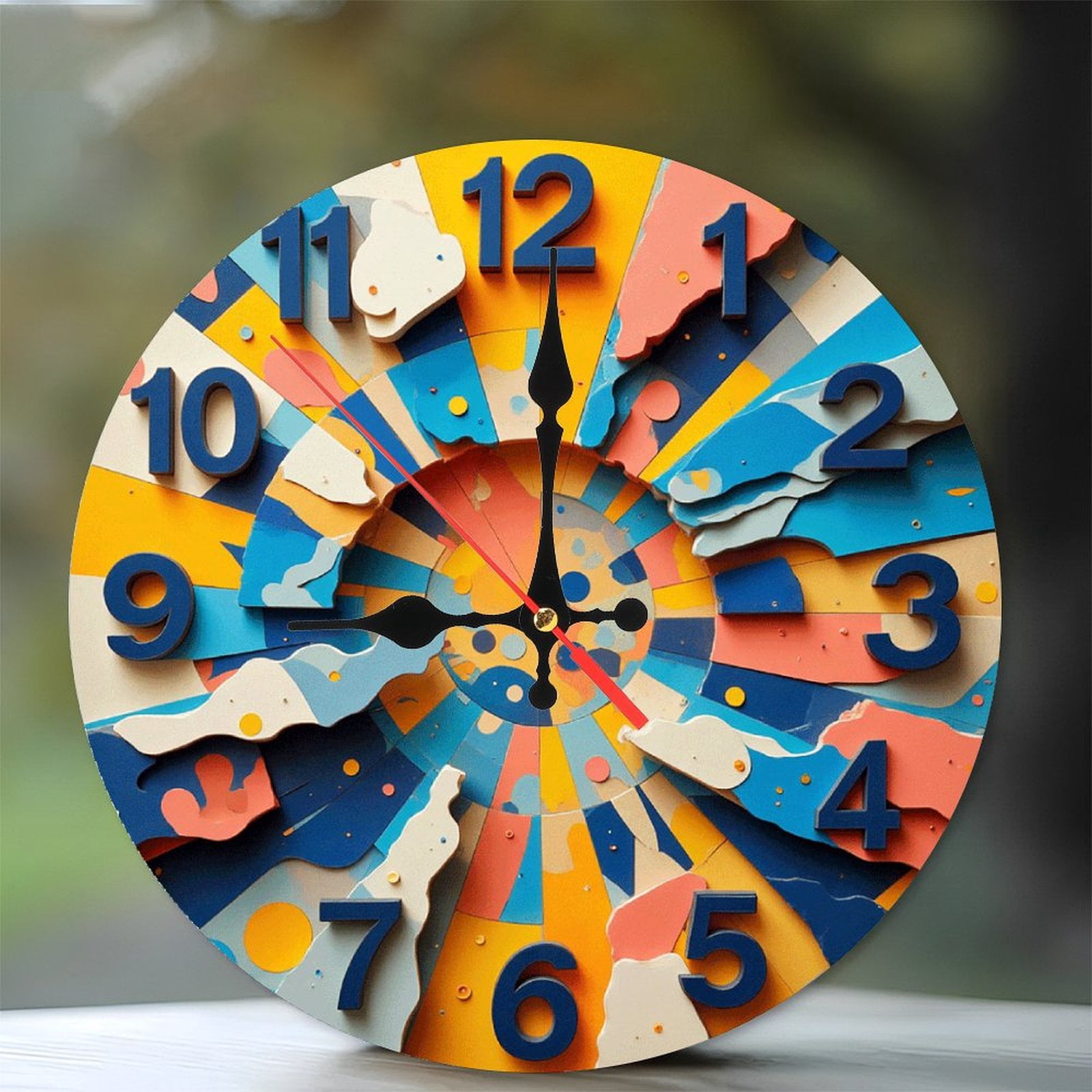 Creative Wall Clock with Colorful 2D Design And Unique Style 10-Inch ...