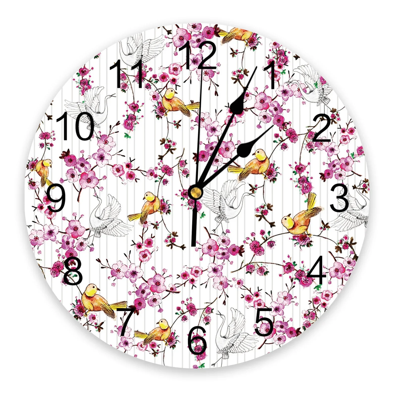 Creative Wall Clock Pink Flower Dragonfly Modern Design Living Room ...