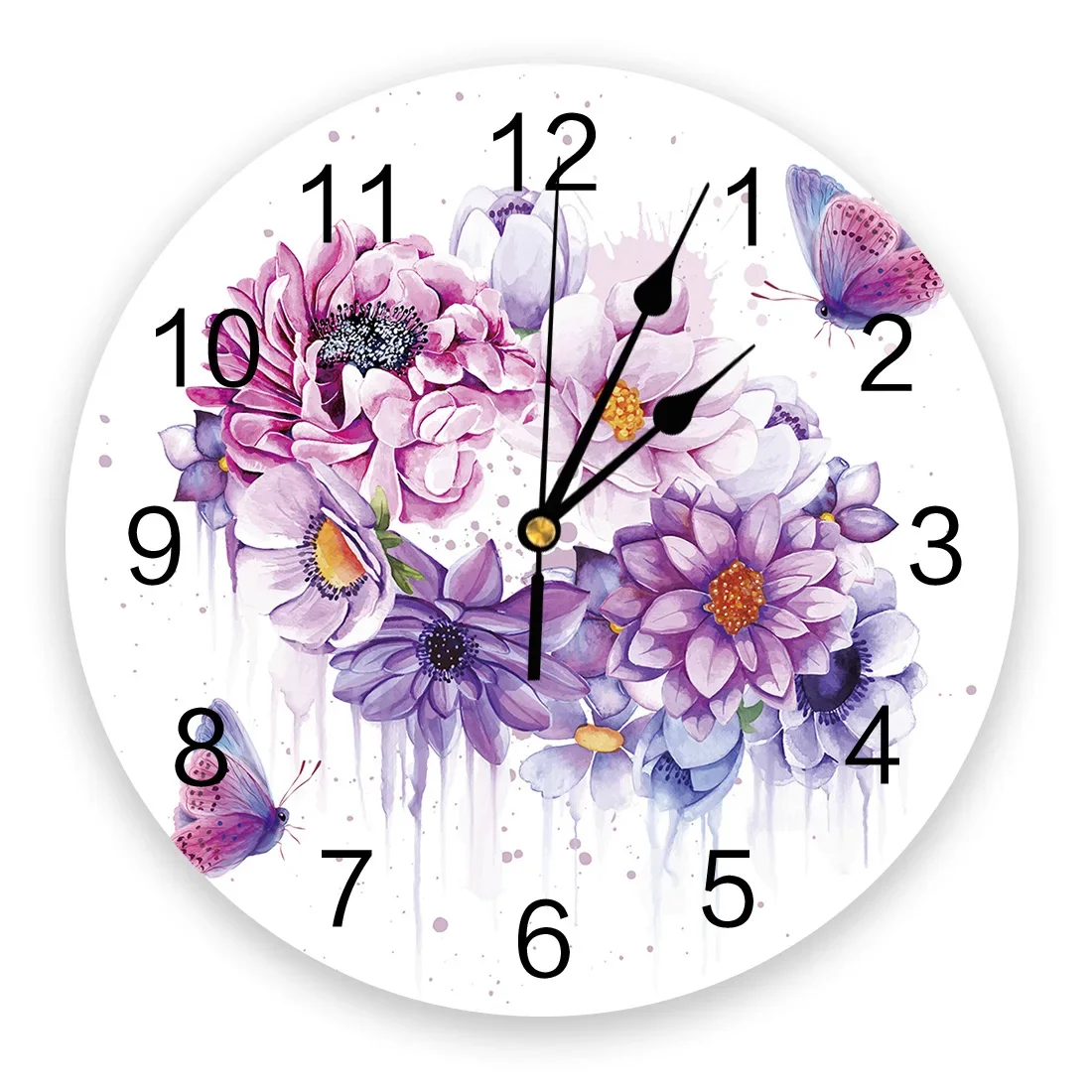 Creative Wall Clock Pink Flower Dragonfly Modern Design Living Room ...