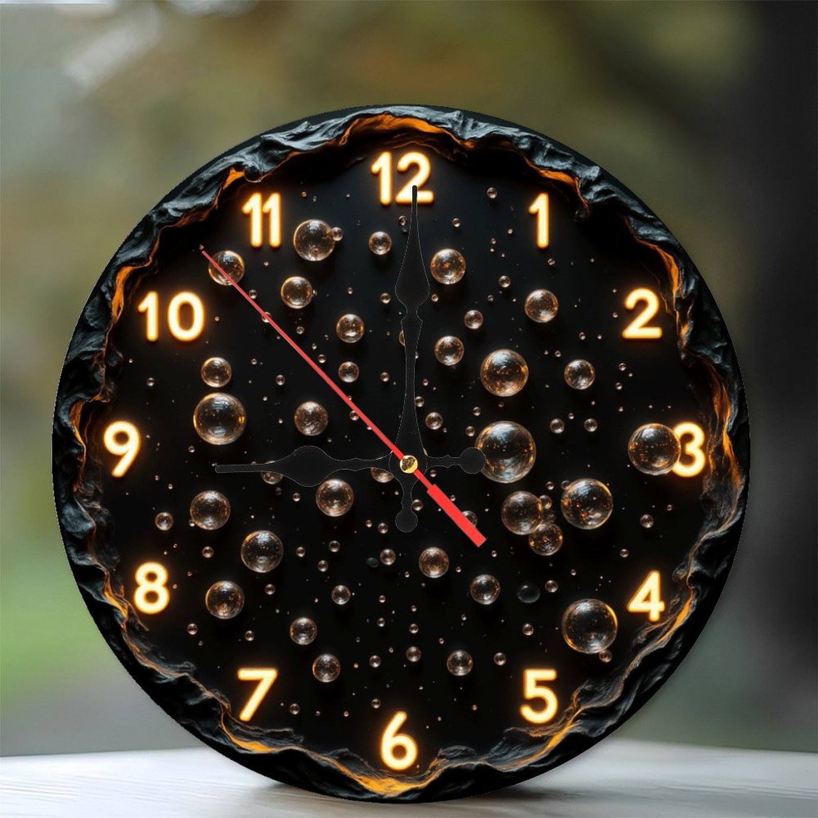 Creative Wall Clock with Unique Bubble Design 10-Inch Silent Wooden ...