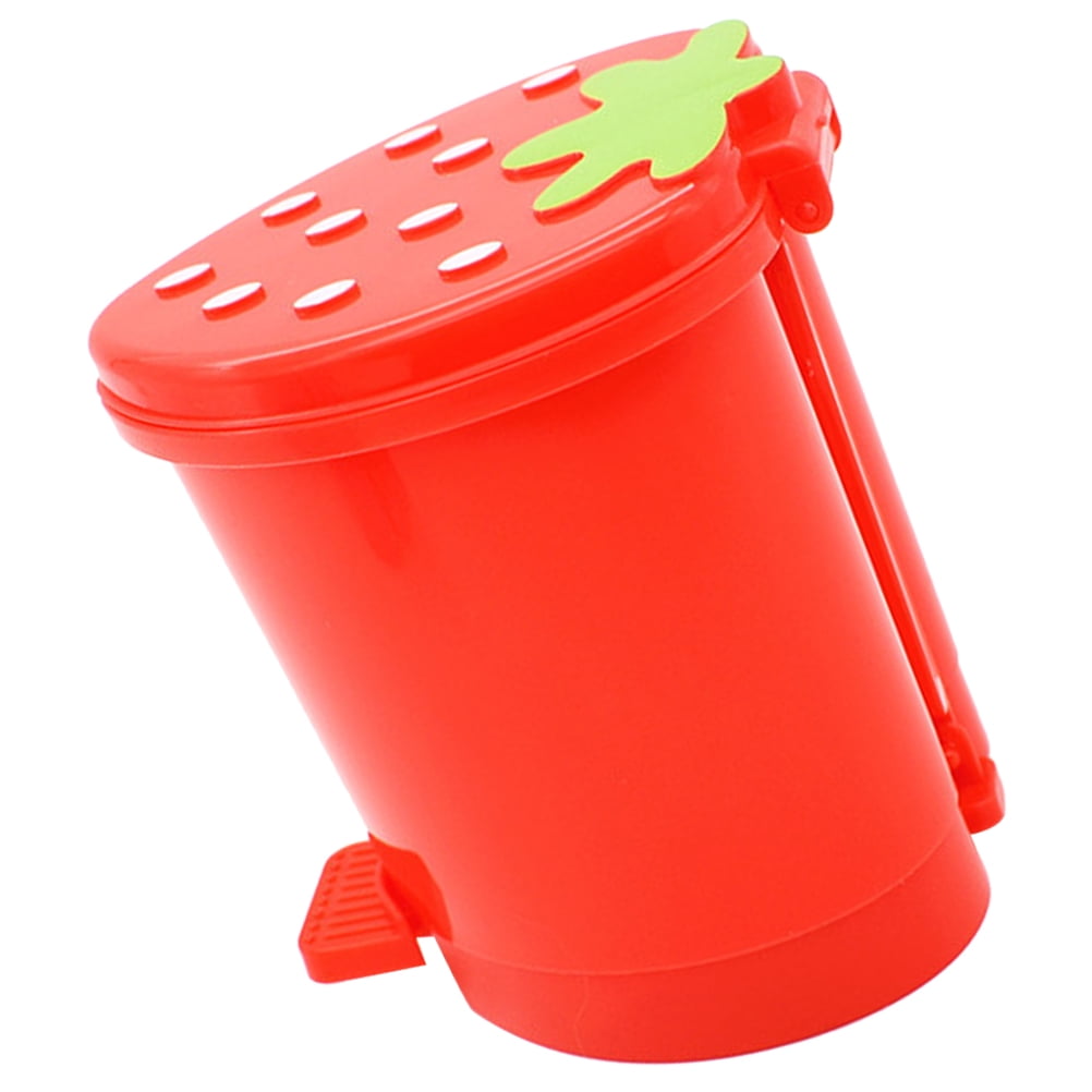Cute Strawberry Desktop Trash Can for Indoor Use Plastic Red Small ...