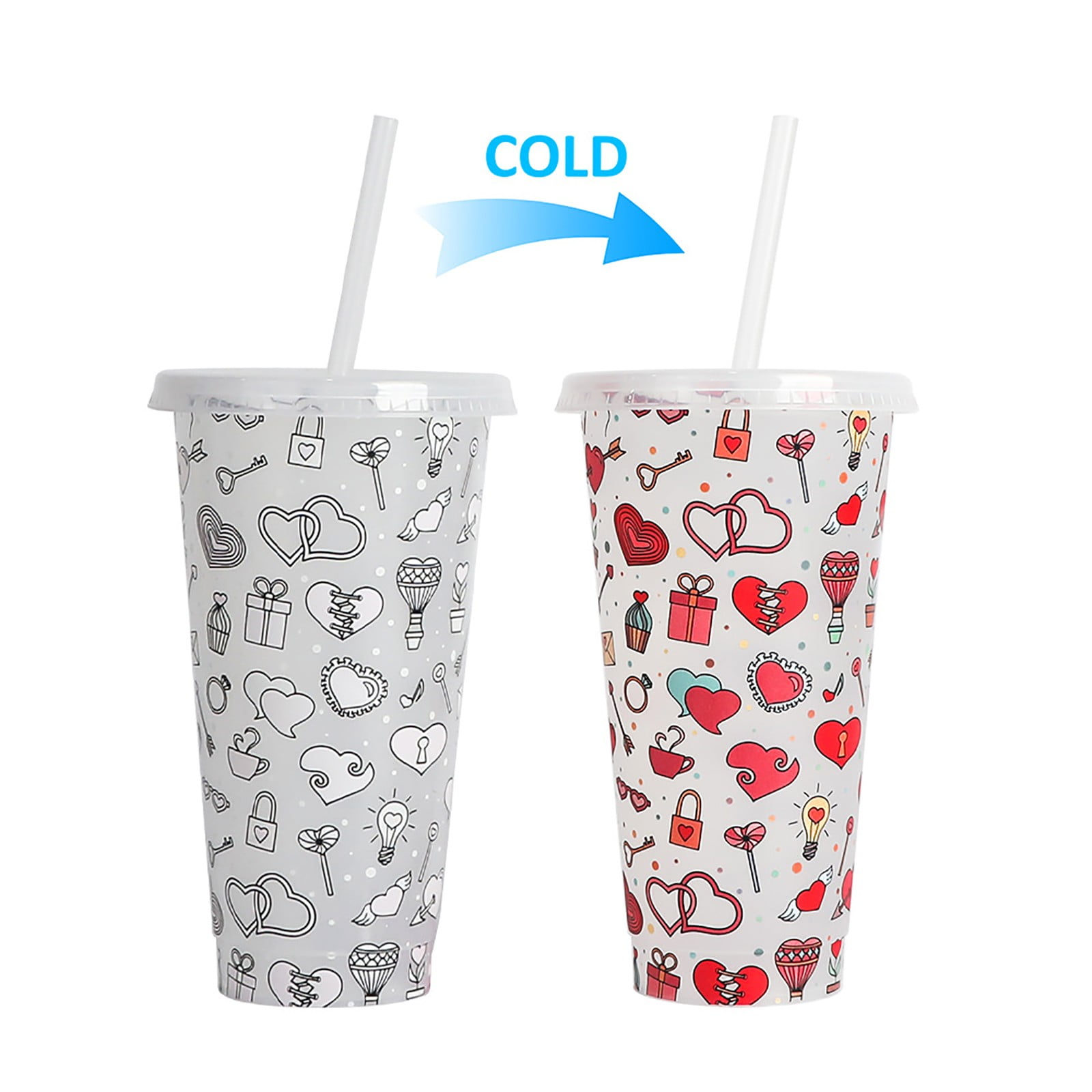 Creative Water Cup Heart Shape Cup PP Plastic Cup Heart Shape Plastic Transparent Cup 710ml Cold ...