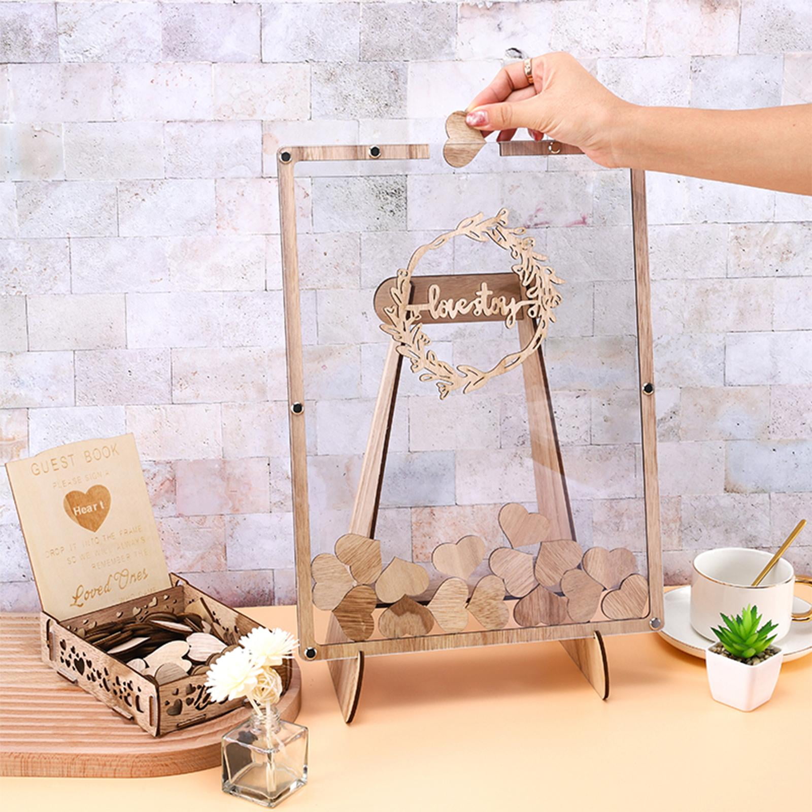 Creative Wedding Guest Book Drop Box with 80 Blank Hearts Guest ...