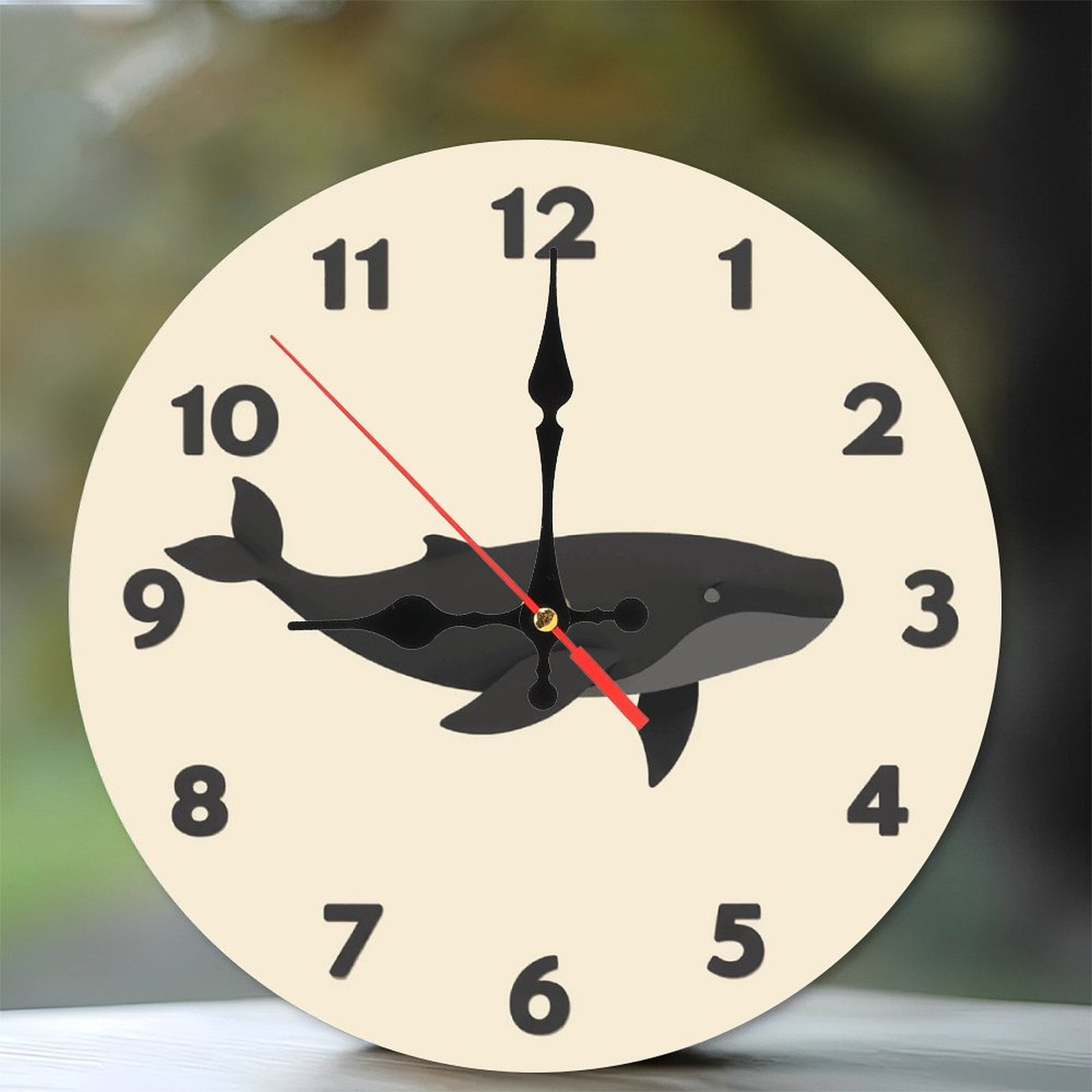 Creative Whale Wall Clock for Home Decoration 10-Inch Silent Wooden ...