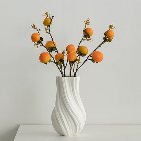 Creative White Ceramic Decorative Vase - Cone Shape Vertical Lines ...