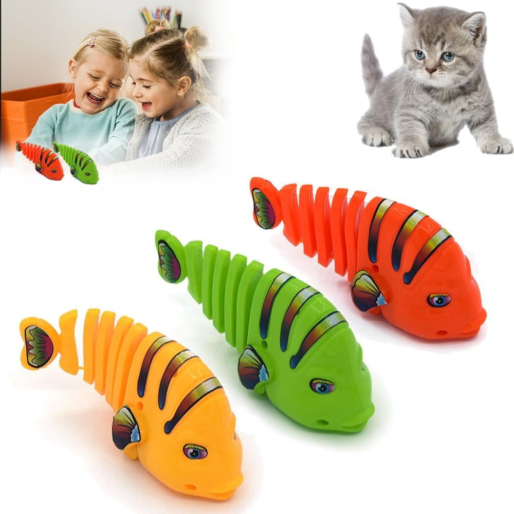 Creative Wind-Up Wiggle Fish Toys, 2024 Interactive Clockwork Swinging ...