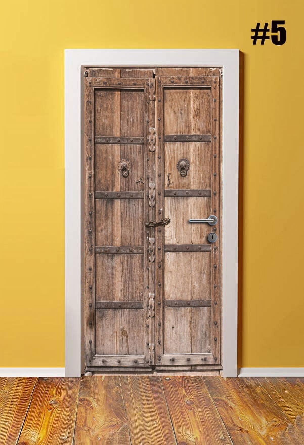 Creative Wood Board Wood Gate 3d Door Mural Door Wrap For Kid's Peel ...