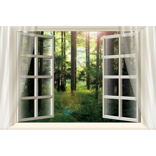 Creative Wood Windows Outside Backdrop For Photography Forest Trees ...