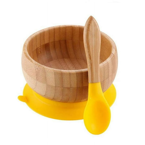 Creative Wooden Bowl With Suction Cup Child Feeding Bowl Plate Anti ...