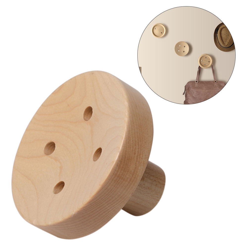 Creative Wooden Button Coat Hooks Wall Mounted Coat Hanging Hooks for ...