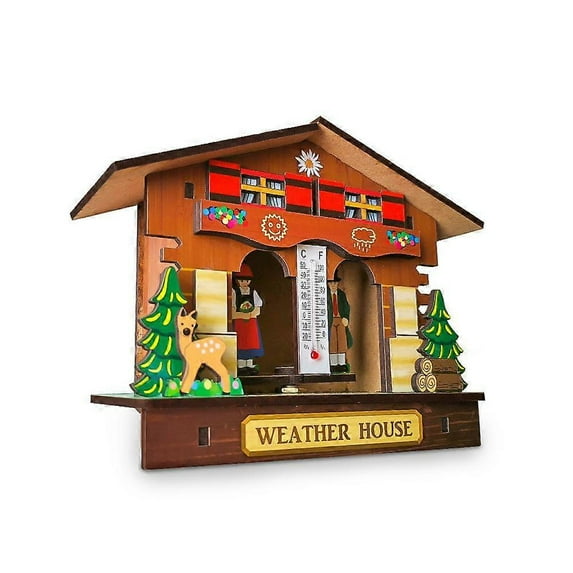 Creative Wooden House Barometer Thermometer,Wall Mounted Weather ...