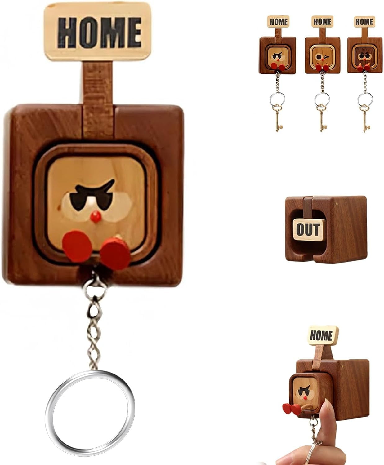 Creative Wooden Key Hooks with Funny Facial Expressions - Functional ...