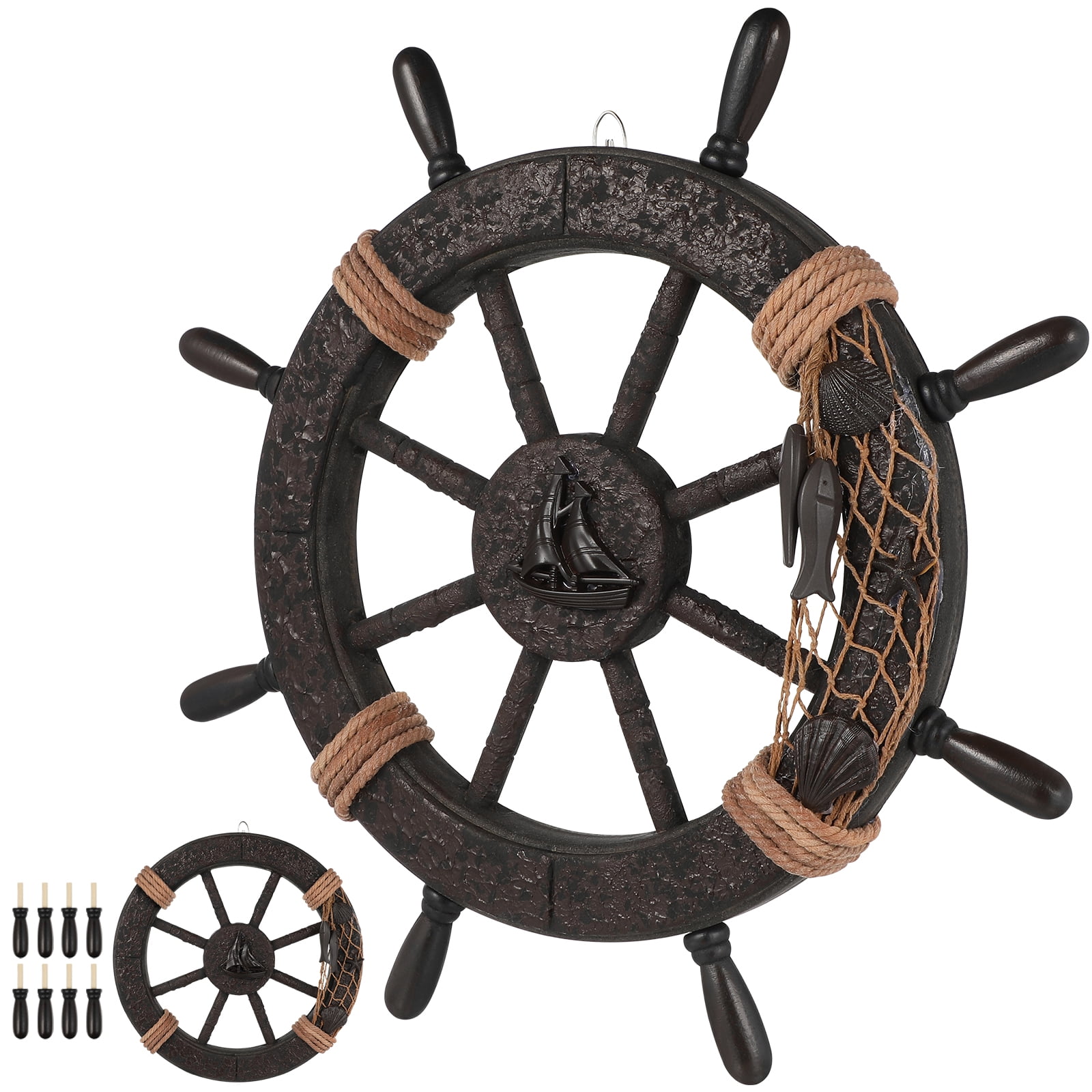 Creative Wooden Rudder Wall Decor Retro Ship Wheel Wall Decoration ...