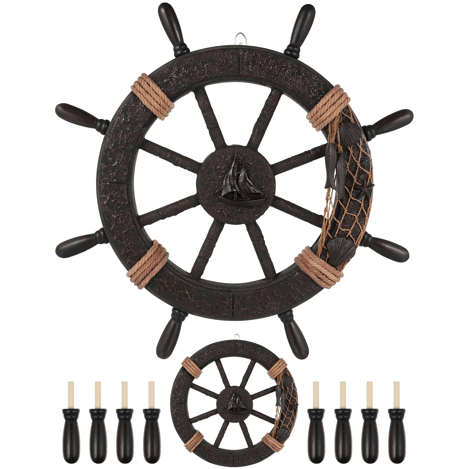 SEWCHICS Assorted Color Ship Wheel Wall Decor with Vintage ...