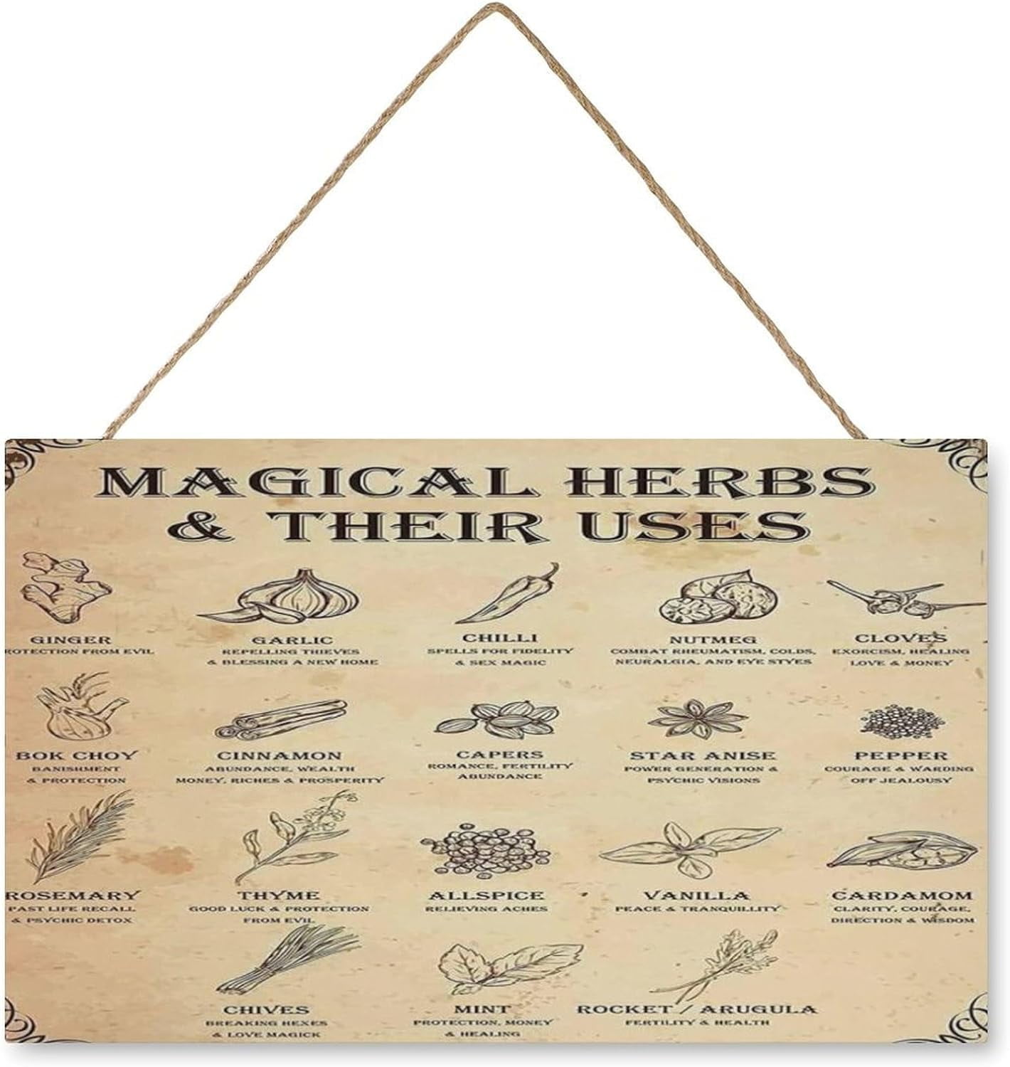 Creative Wooden Signs Magical Herbs and Their Uses Witchy Funny Novelty ...