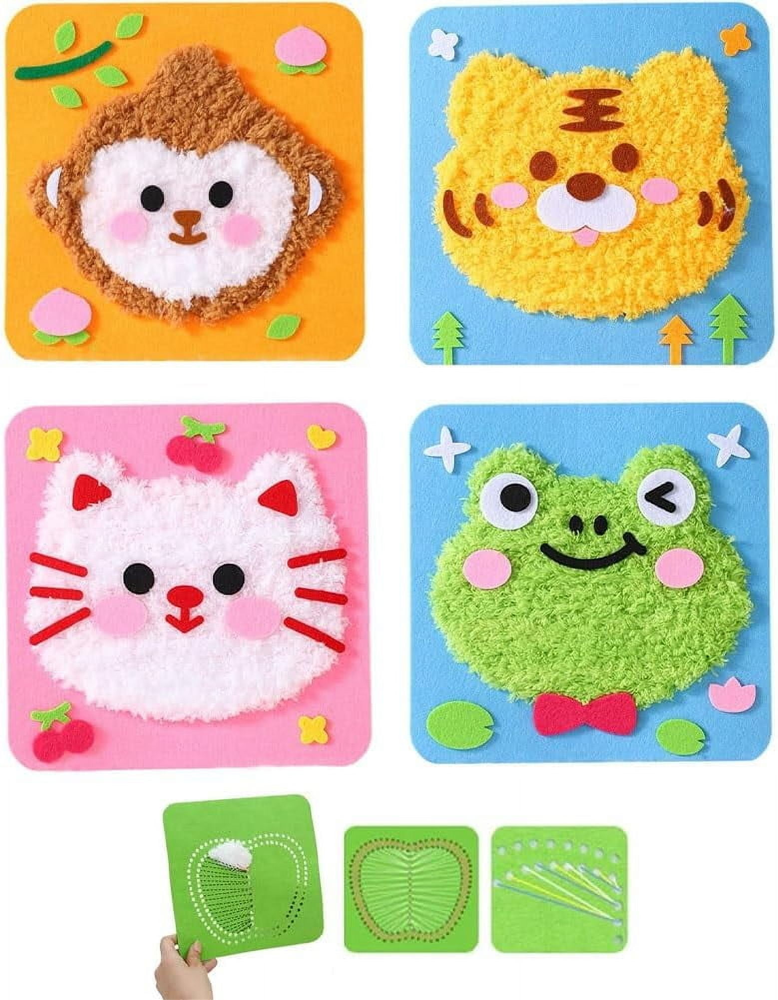 Creative Wool Craft Kit for Kids, DIY Cartoon Animal Sewing Craft Kit ...