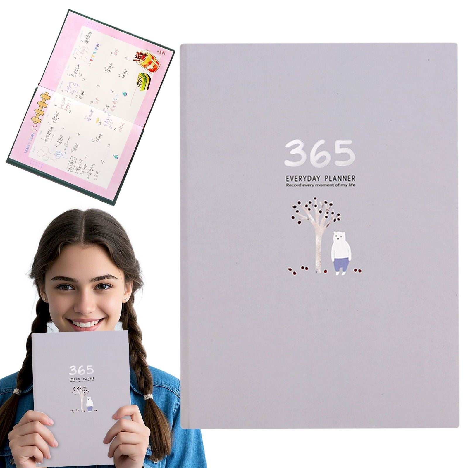 Creative Work Schedule Book Grey, A5 Planner Notebook Diary Calendar ...