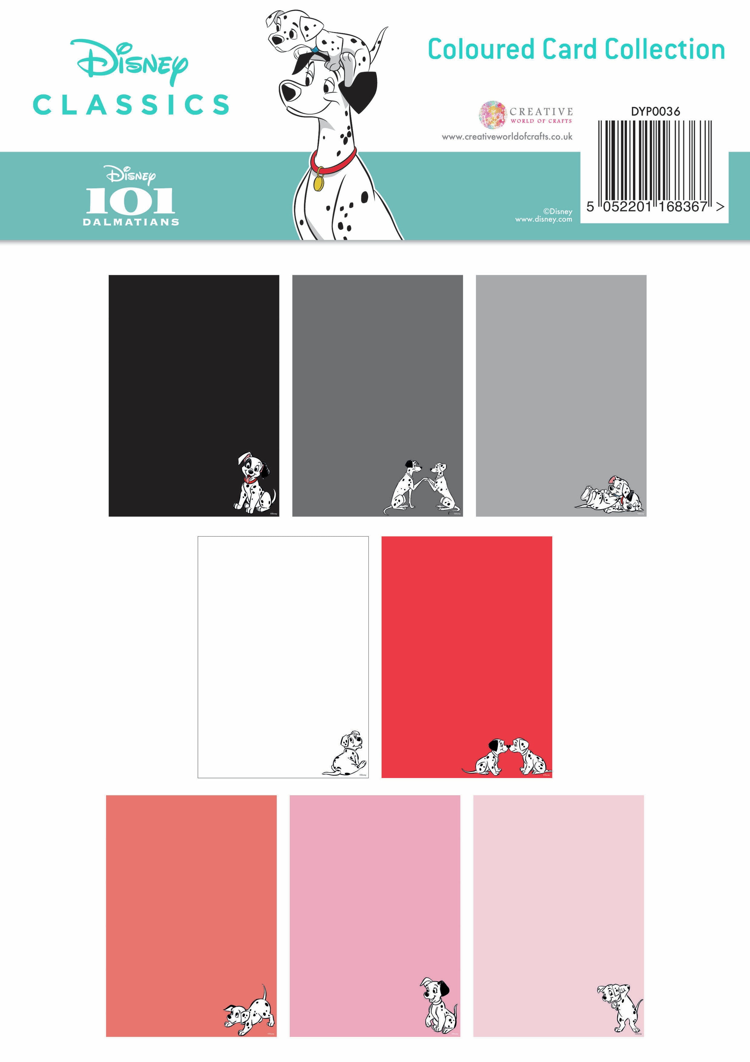 Creative World Of Crafts Disney Coloured Card Pack-101 Dalmatians ...