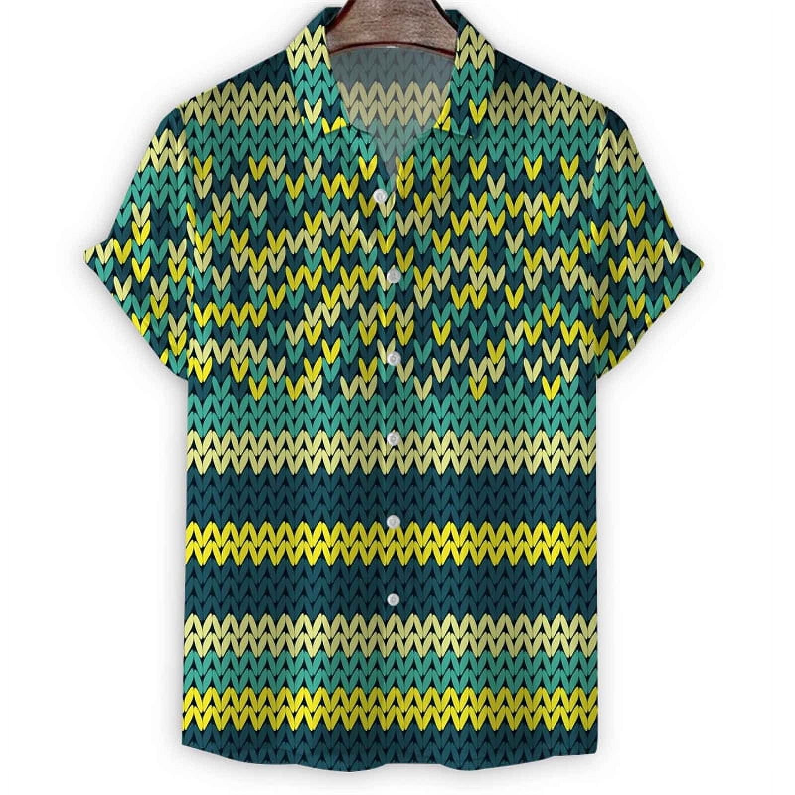 Creative Yarn Pattern 3d Print Shirt For Men Summer Hawaiian Shirts ...