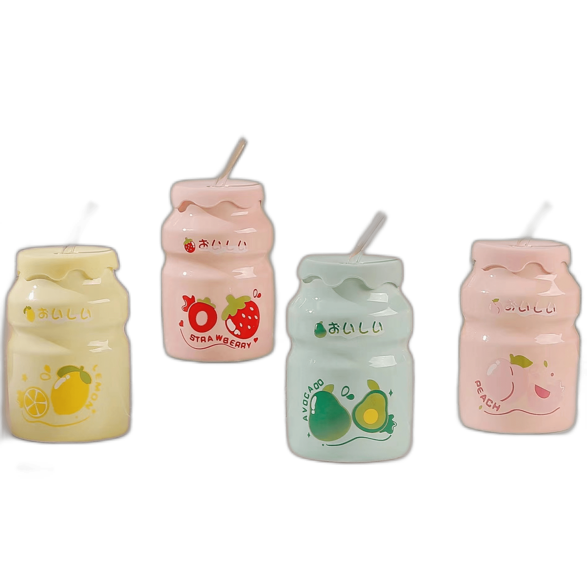 Creative Yogurt Ceramic Water Cup With Lid, Straw Cup, Mug, Cute And ...