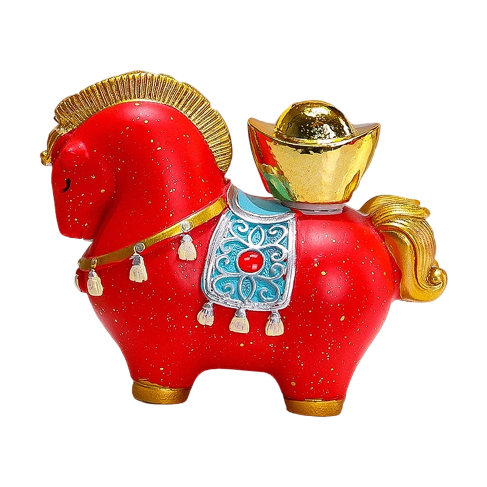 Creative Zodiac Horse Desktop Ornaments with Gold Ingot 2026 The Year ...