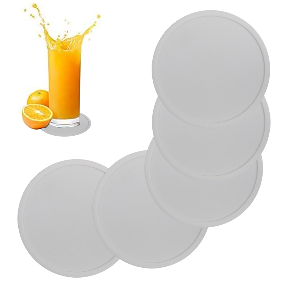Creative and simple style candy color silicone round coaster waterproof ...