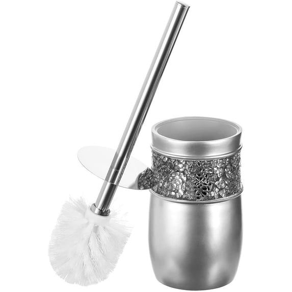 Creative fragrance cracked glass toilet brush with holder - silver ...