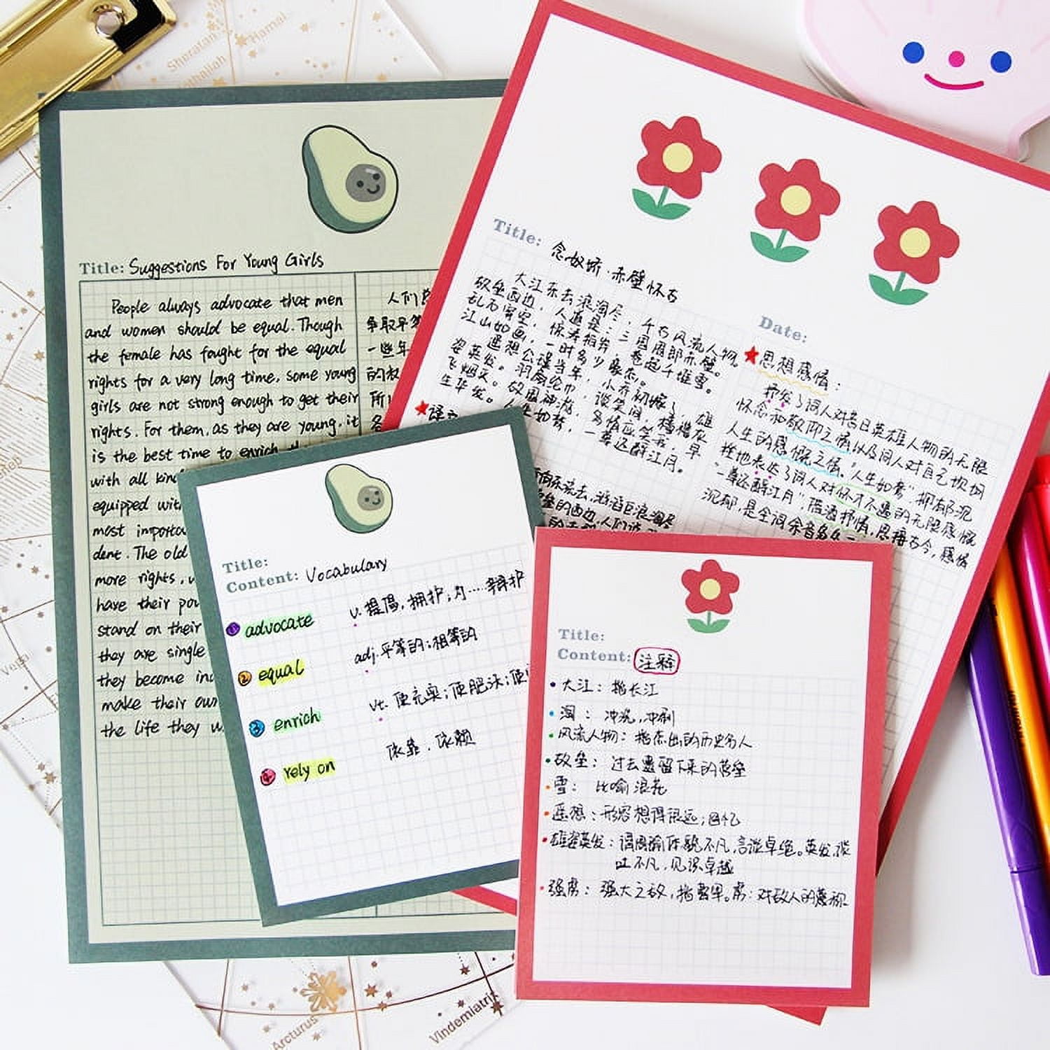 Creative grid ins series notepad small flower avocado cute student ...