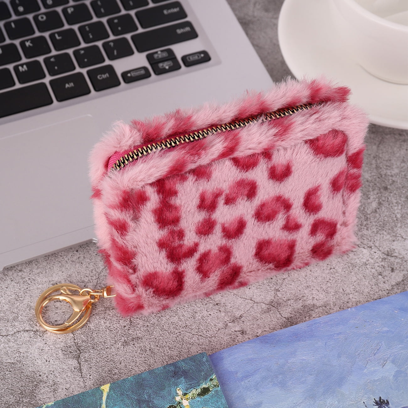 Creative plush coin purse fashion leopard print plush wallet minority ...