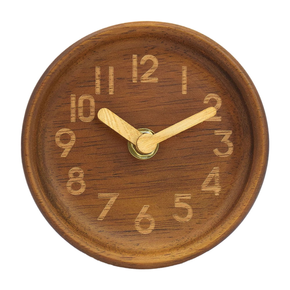 Creative solid wood alarm clock Fashion wooden needle Mute small table ...