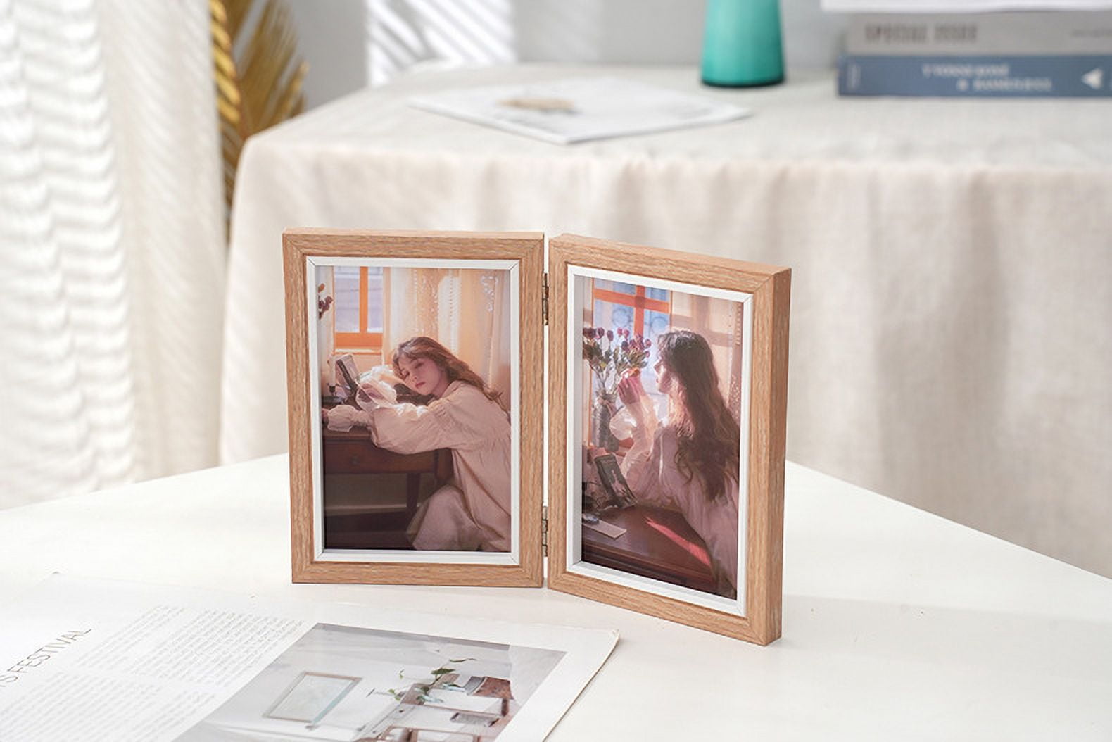 Creative three-fold wooden photo frame photo frame table 6 inch 7 inch ...