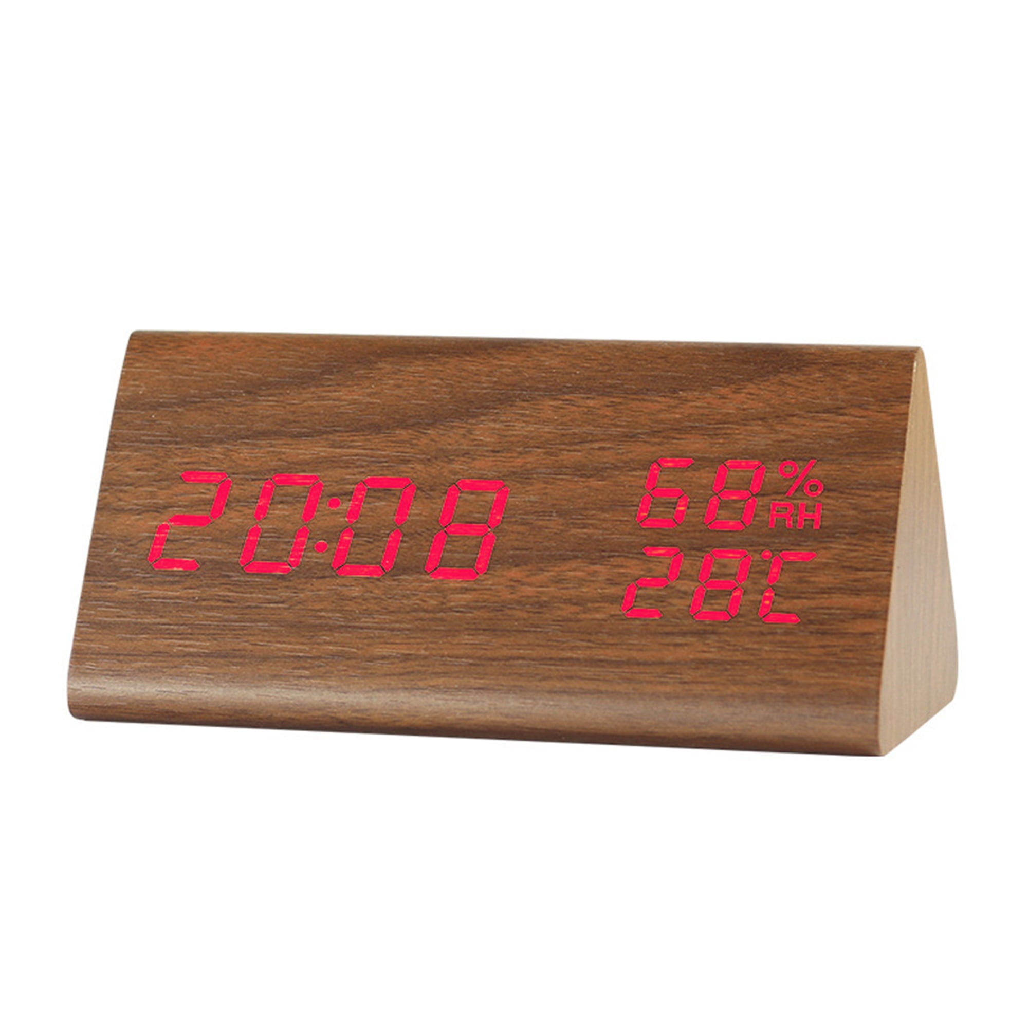 Creative triangle alarm clock, time, temperature, humidity display ...